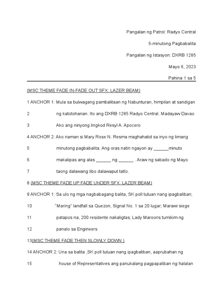 RB Script Filipino 2023 | PDF