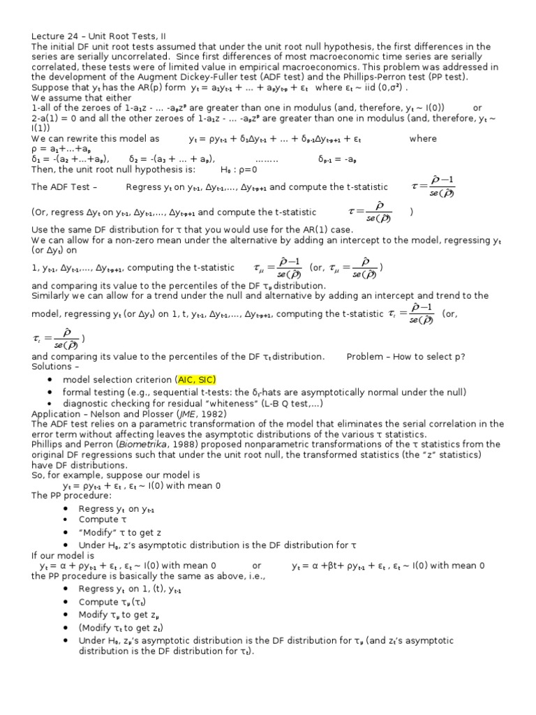 Lecture 24 Ur Tests II | PDF | Science & Mathematics