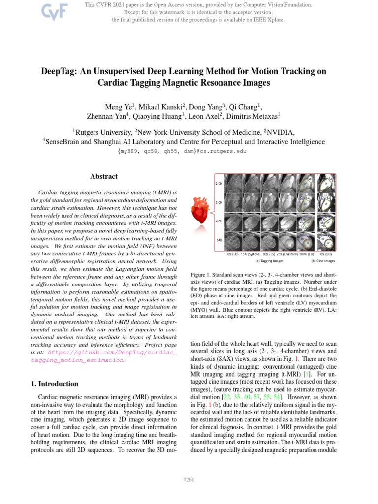 Ye - DeepTag - An - Unsupervised - Deep - Learning - Method - For - Motion - Tracking - On ...