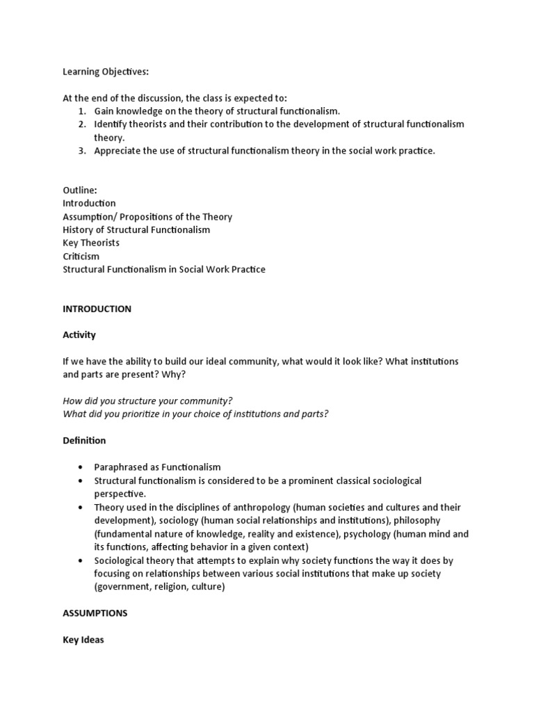 Structural Functionalism | PDF