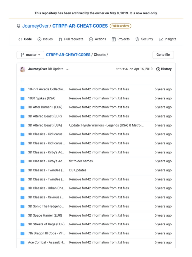 CTRPF-AR-CHEAT-CODES - Cheats at Master JourneyOver - CTRPF-AR-CHEAT-CODES GitHub | Download ...