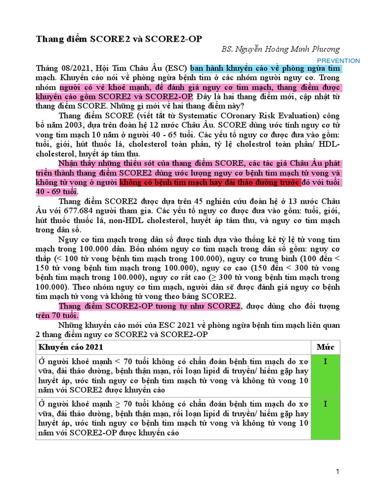 Thang diem SCORE va SCORE2-OP trong danh gia nguy co tim mach | PDF