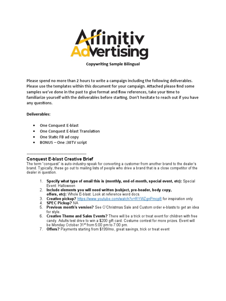 Copywriting Sample_v2_Bilingual Daniel Garcin.docx | PDF | Trick Or ...