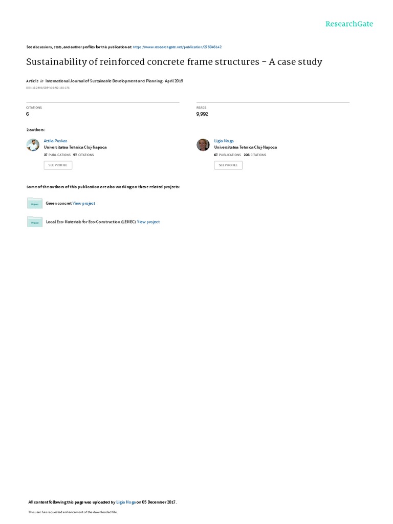 Sustainability of Reinforced Concrete Frame Struct | PDF