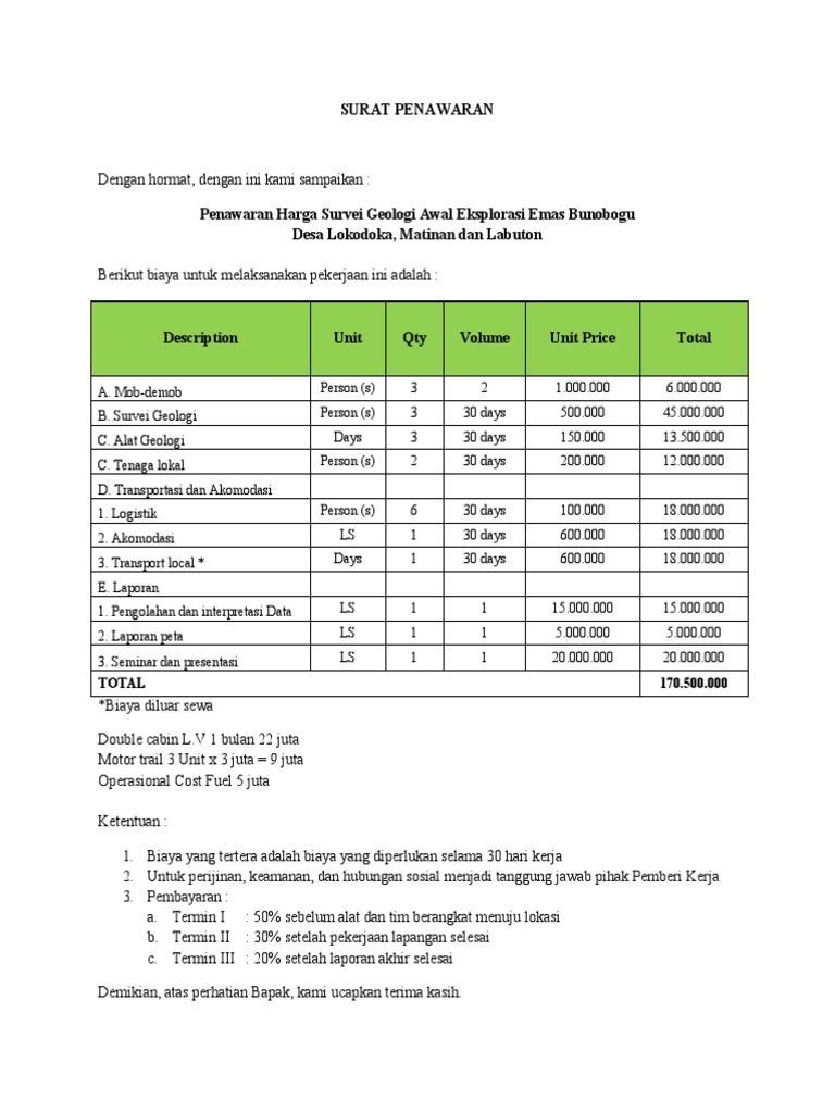 SURAT PENAWARAN_GOLD PROJECT (BUOL)final4.pdf | PDF