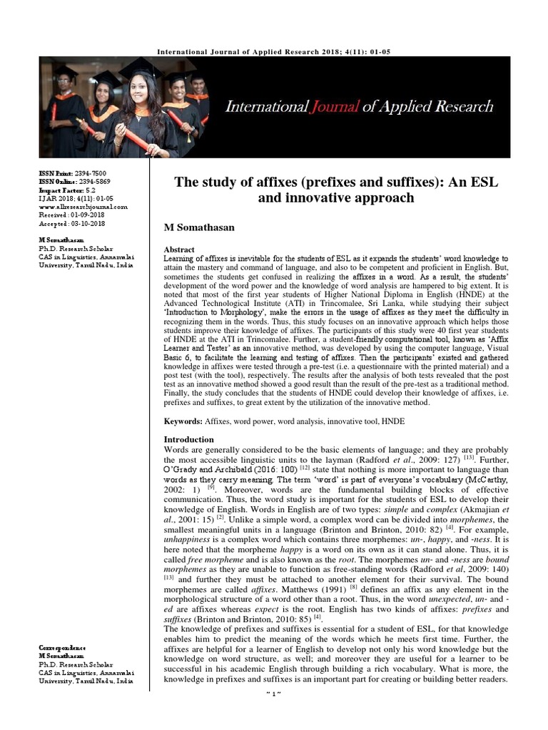 The Study of Affixes PDF | PDF | Career & Growth | Foreign Language Studies