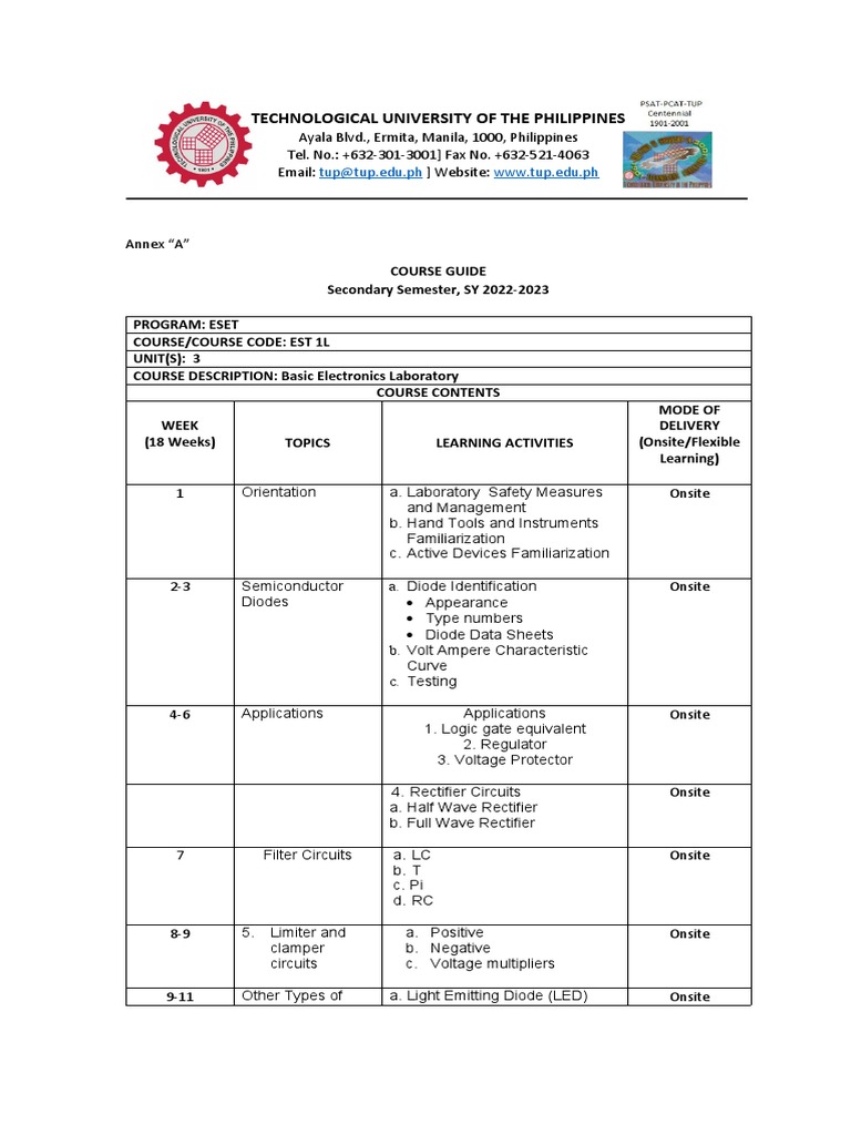 Course Guide Est1l | PDF | Diode | Rectifier