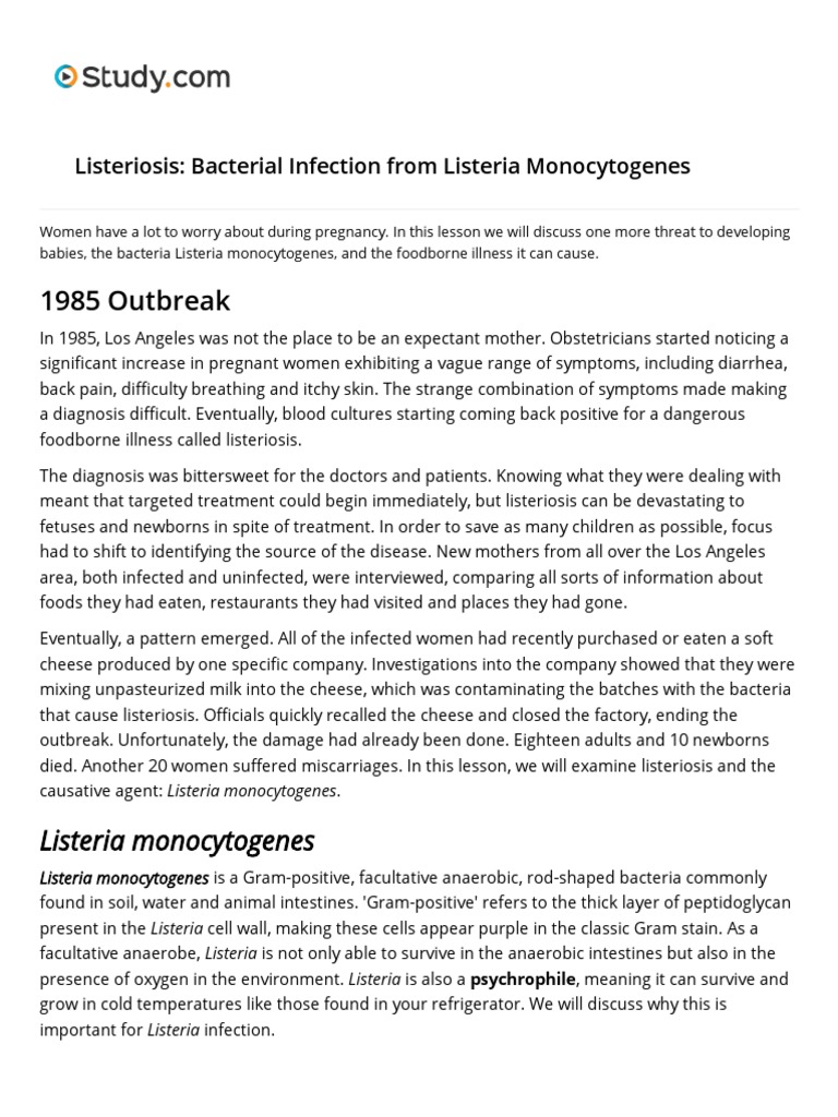 Lesson 07 Listeriosis - Bacterial Infection From Listeria Monocytogenes ...