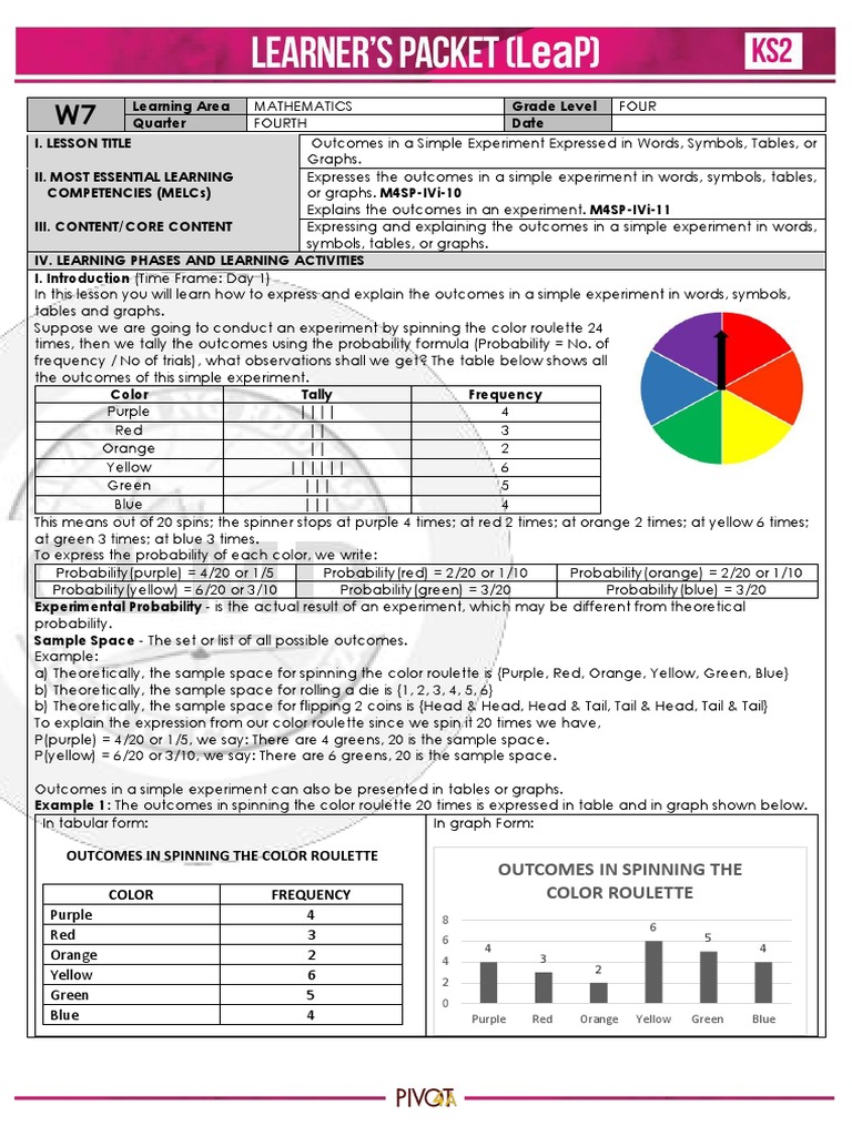 Q4 Mathematics 4 Week7 PDF | PDF | Probability | Color