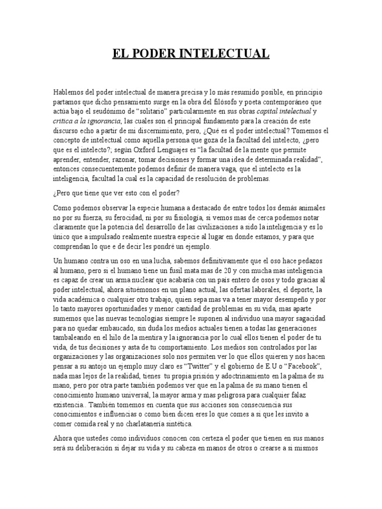 El Poder Intelectual | PDF