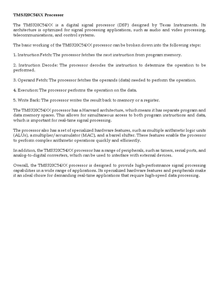 TMS320C54XX Processor PDF | PDF