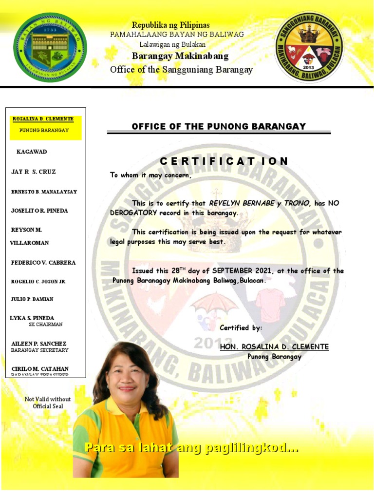 Certificate of No Derogatory Record | PDF