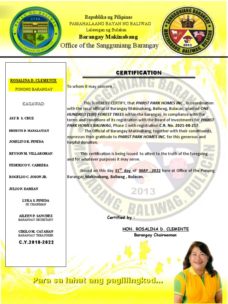 Certificate of Tree Planting Pphi | PDF