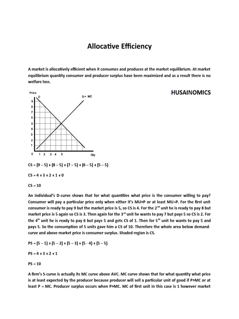 10.Allocative Efficiency.docx | PDF | Economic Surplus | Monopoly