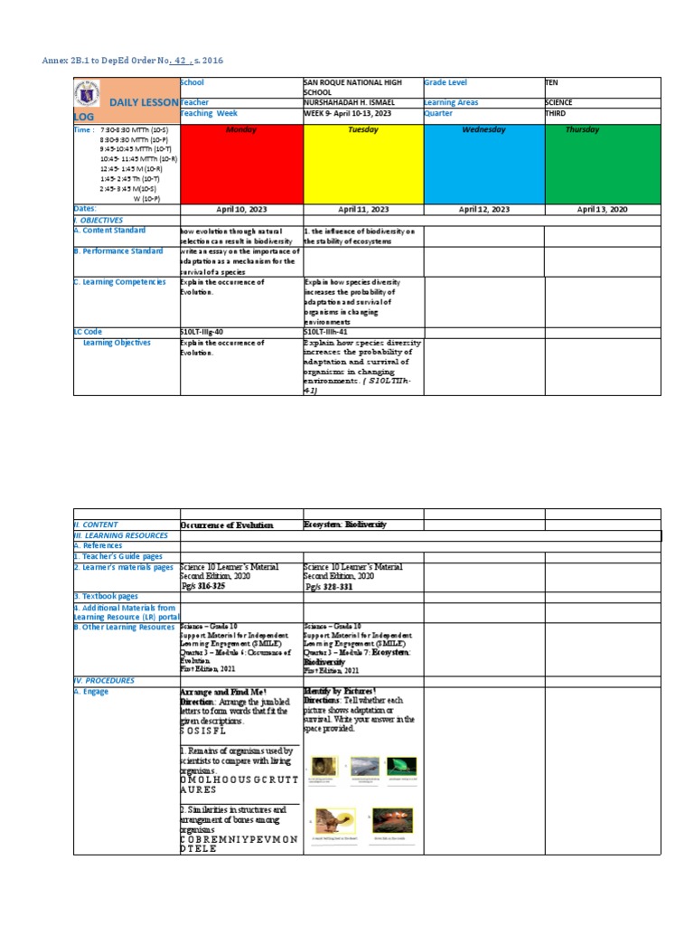 DLL Do SCI g10 Q3 Week9 22 23 | PDF | Social Science | Foreign Language Studies