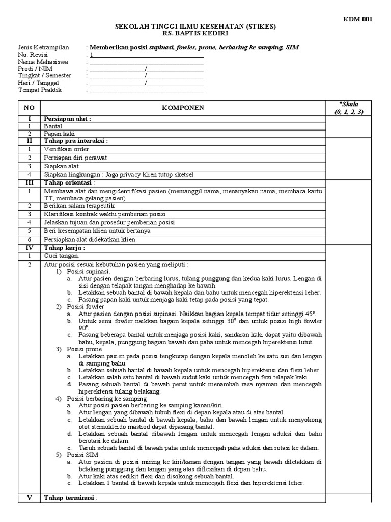 KDM 001 Oksigen - POSISI Supinasi, Fowler, Prone, Berbaring Ke Samping ...