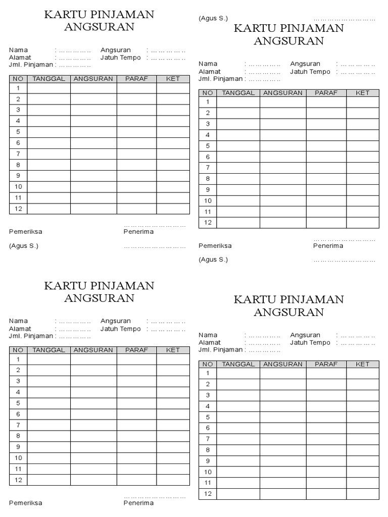 KARTU PINJAMAN ANGSURAN | PDF