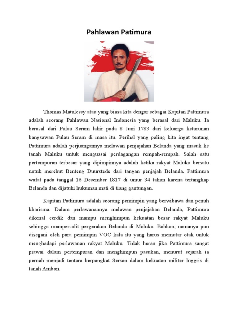 Kapitan Pattimura: Pahlawan Maluku | PDF