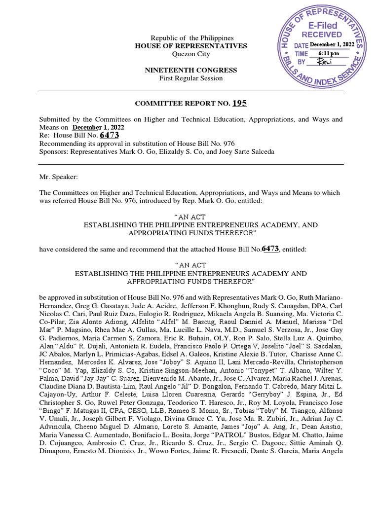 Philippine Entrepreneurs Academy Act | PDF