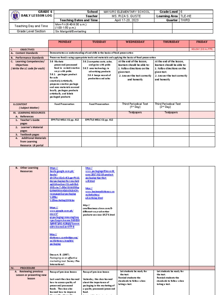 DLL - TLE 6 - Q3 - W10edit | PDF | Advertising | Packaging And Labeling