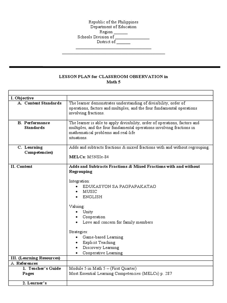 Dlp-Math 5 - Adds and Subrtracts Fractions and Mixed Fractions | PDF