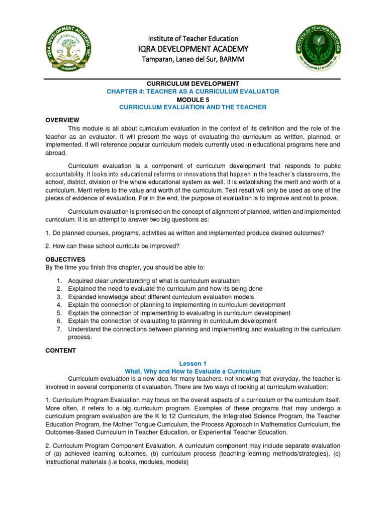 Module 5 Curriculum Development 2 PDF | PDF | Self-Improvement