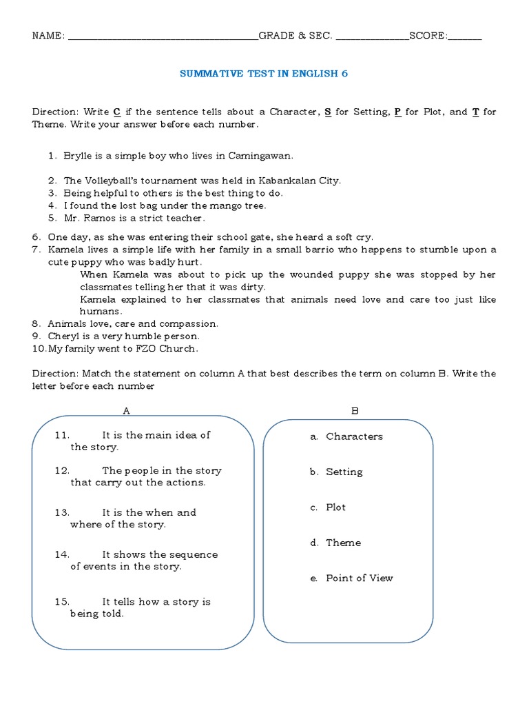 Summative Test in ENGLISH6 Quarter3 | PDF | Cats | Evidence