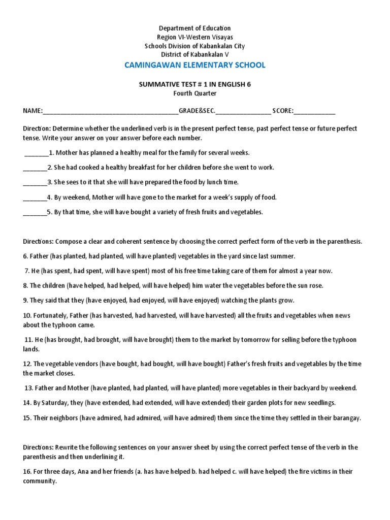 Summative Test in English 6 q4 | PDF