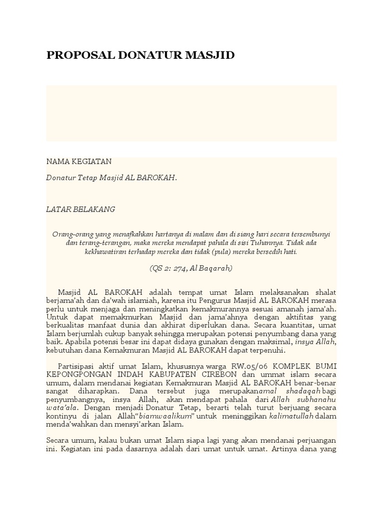 Proposal Donatur Masjid | PDF