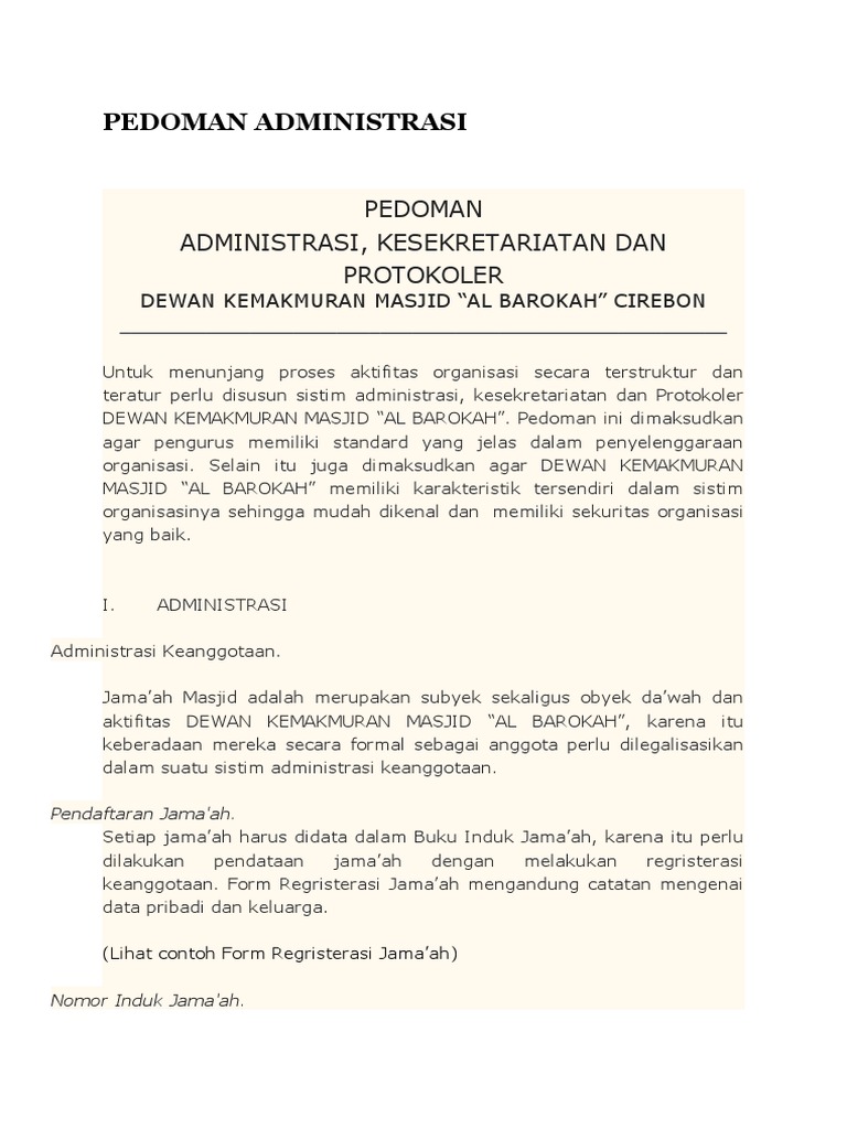 Pedoman Administrasi | PDF