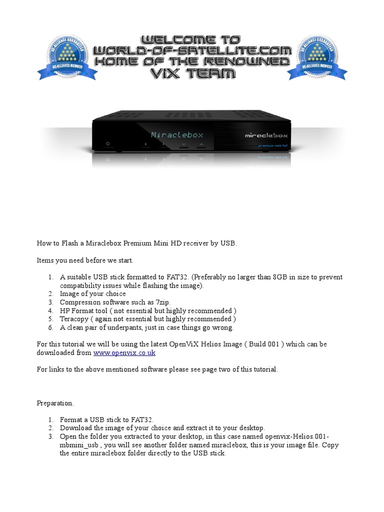 How To Flash A Miraclebox Premium Mini HD PDF | PDF