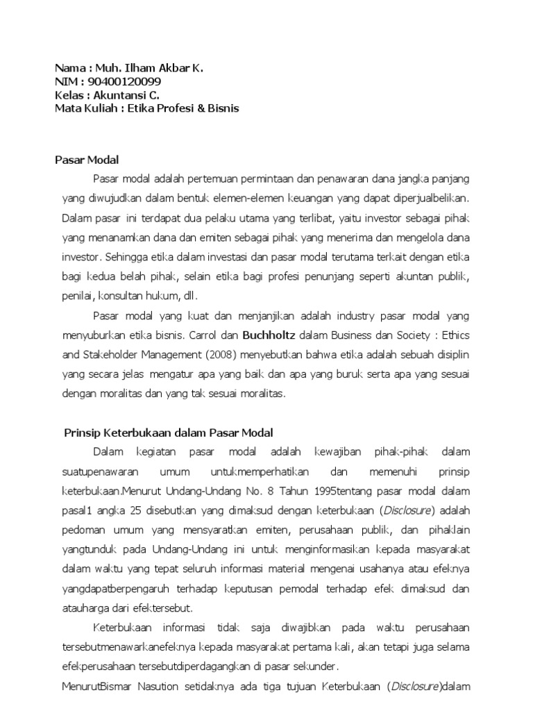 Muh. Ilham Akbar K | PDF | Bisnis | Pengelolaan Keuangan & Uang