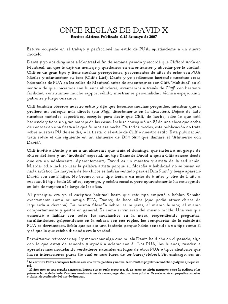 Once Reglas de David X | PDF