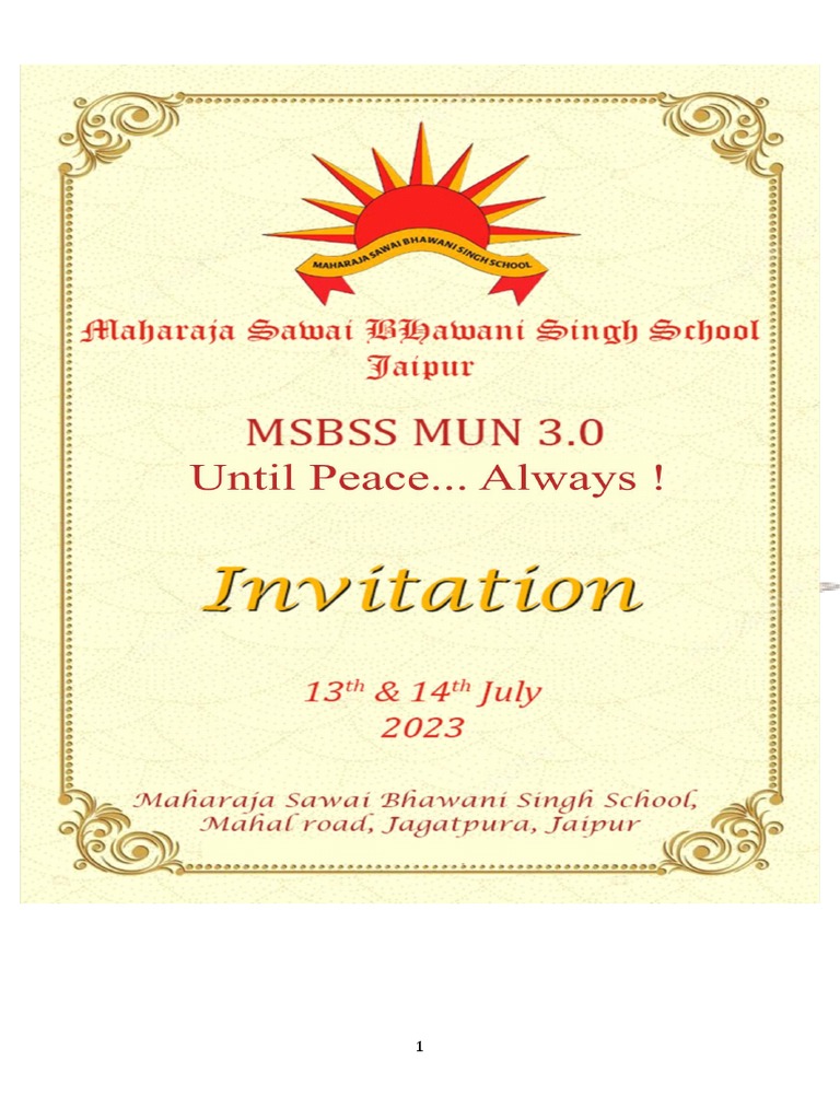 MSBSS MUN Conference Invitation 2023 | PDF | Sports & Recreation