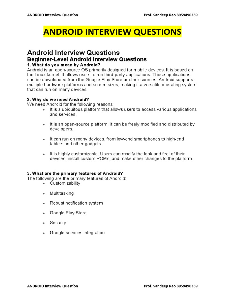 Android Interview Questions | PDF