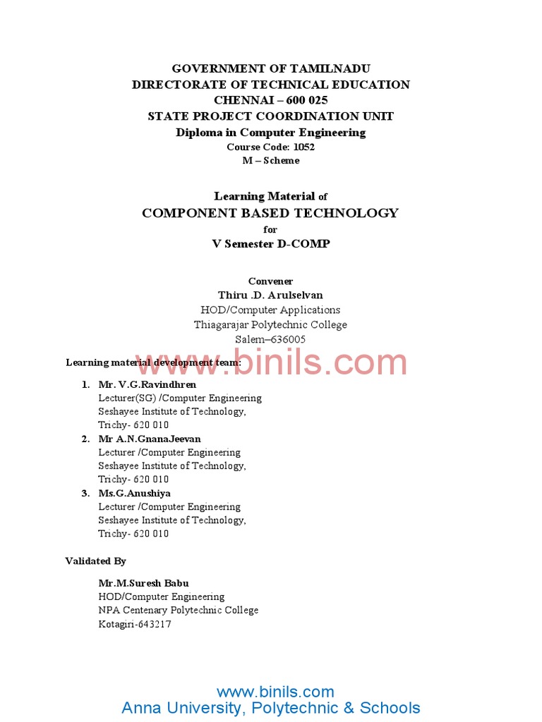 Component Based Technology - Polytechnic Diploma Notes PDF | PDF | C ...