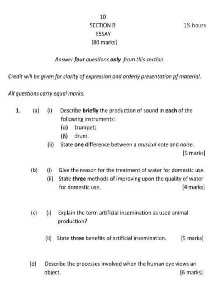 Nabptex Science Examinable Questions 1 PDF | PDF