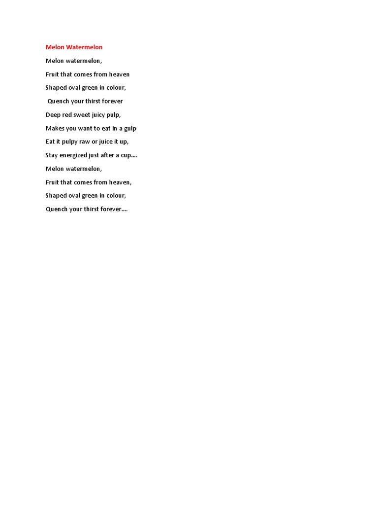 Watermelon Rhyme | PDF