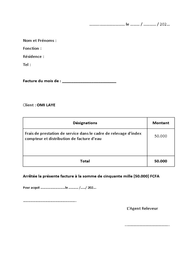 Facture Omilaye PDF | PDF