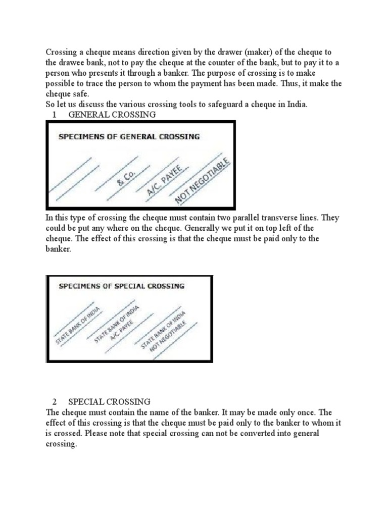 Crossing of Cheque PDF | PDF | Finance & Money Management | Law