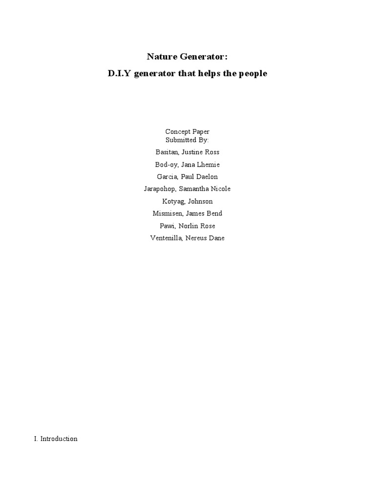 Nature Generator (Emtech Concept Paper) | PDF | Climate Change Mitigation | Electric Generator