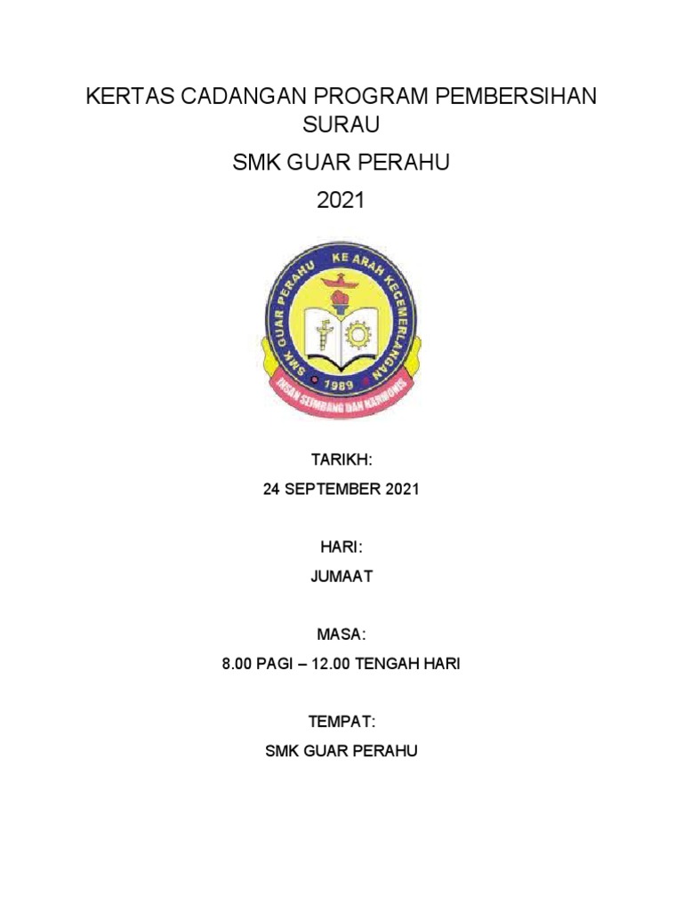Kertas Cadangan Program Pembersihan Surau | PDF
