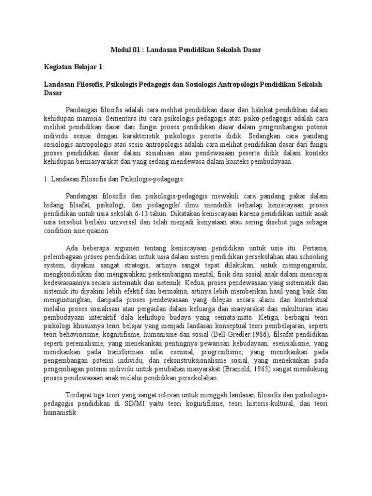 RESUME MODUL 1 - 4 PERSPEKTIF PENDIDIKAN DI SD FAHRIN NOOR 858301557 | PDF