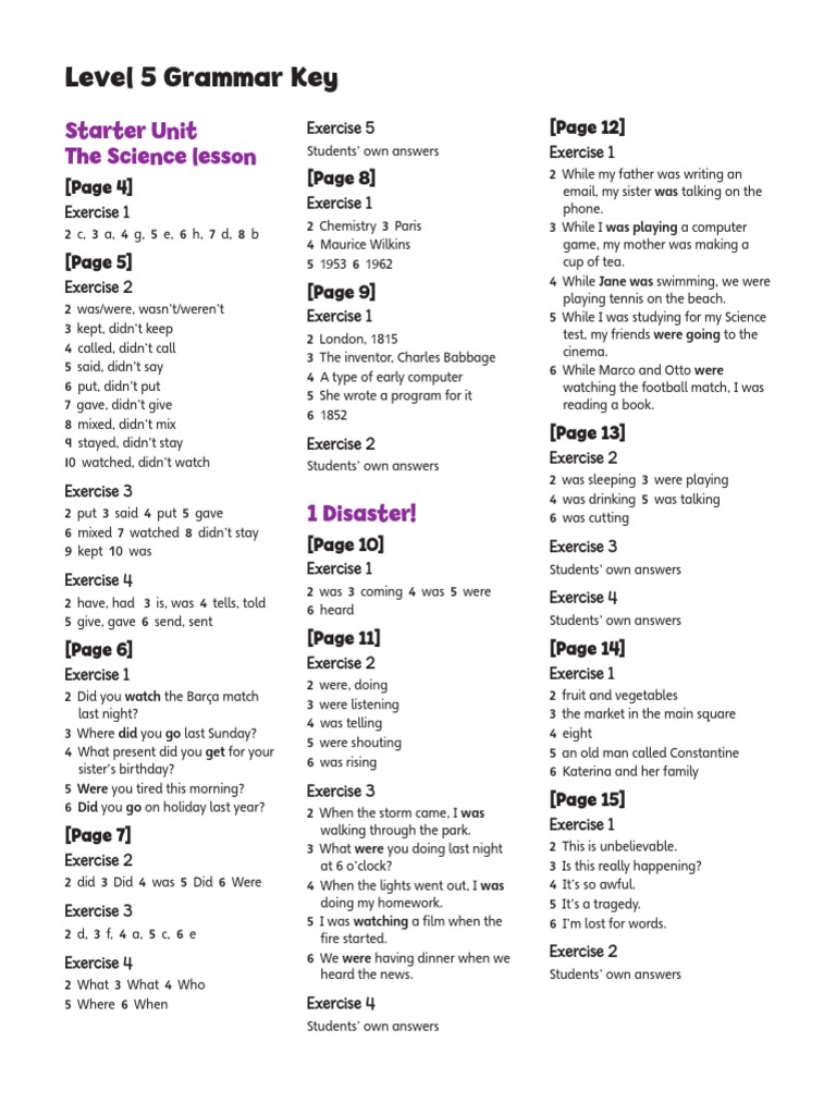 Super Grammar 5 - Key PDF | PDF