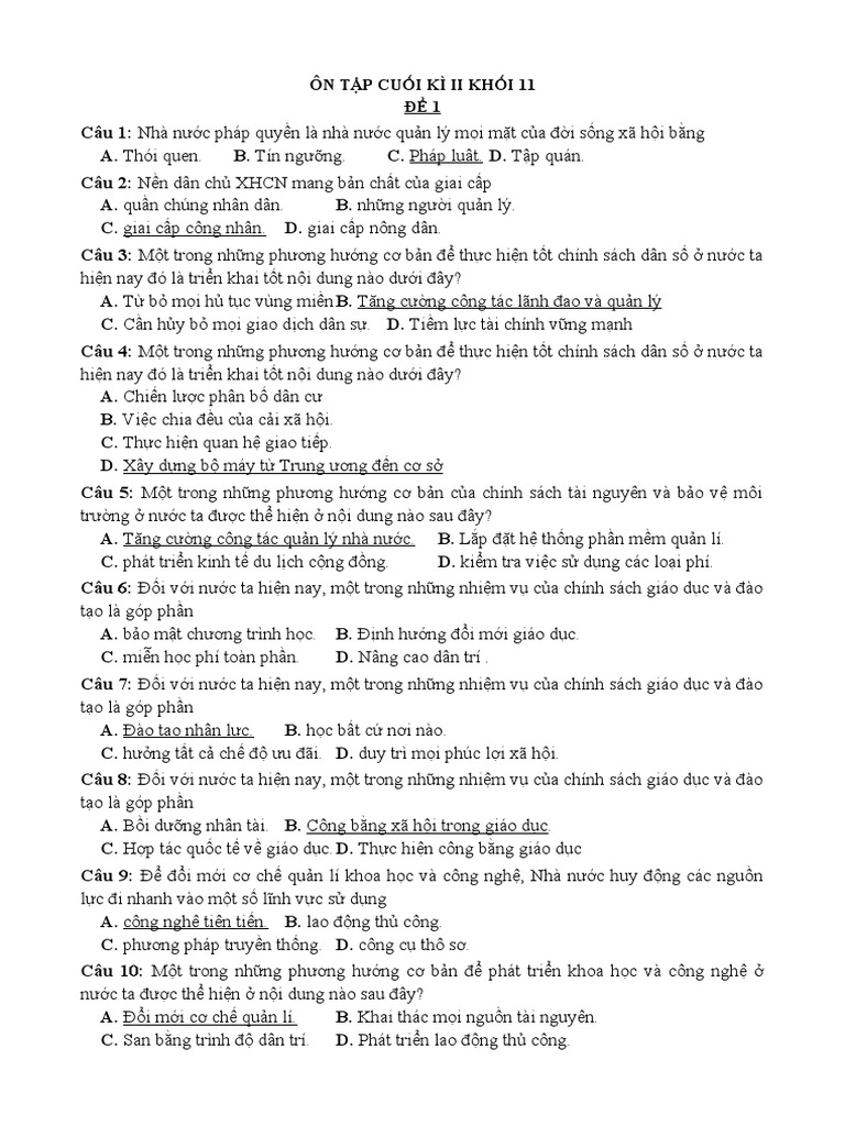 Ôn Tập Khối 11 Hkii | PDF