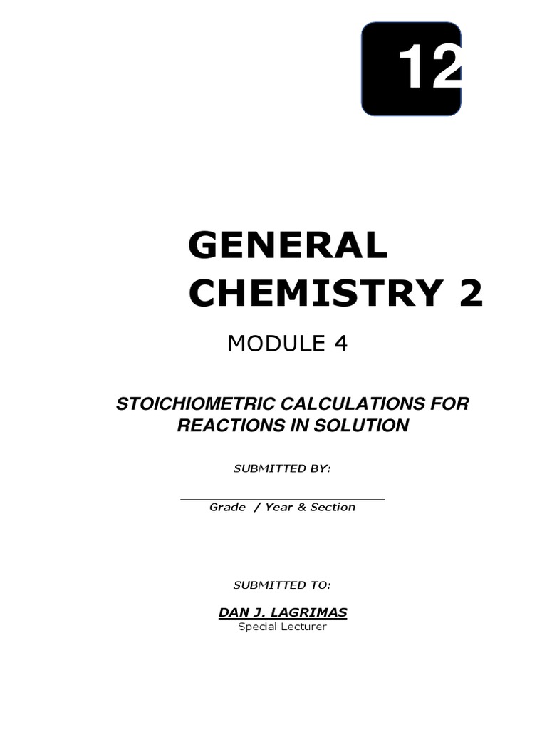 Stoichiometric Calculations in Solutions | PDF