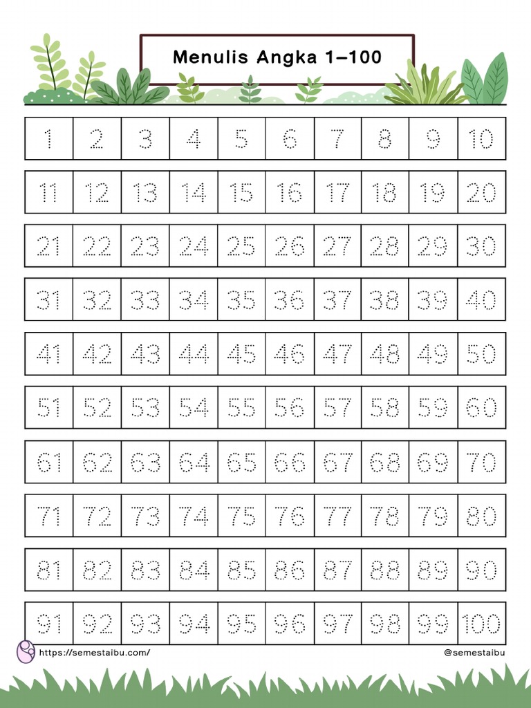 Menebalkan Angka 1-100 PDF | PDF