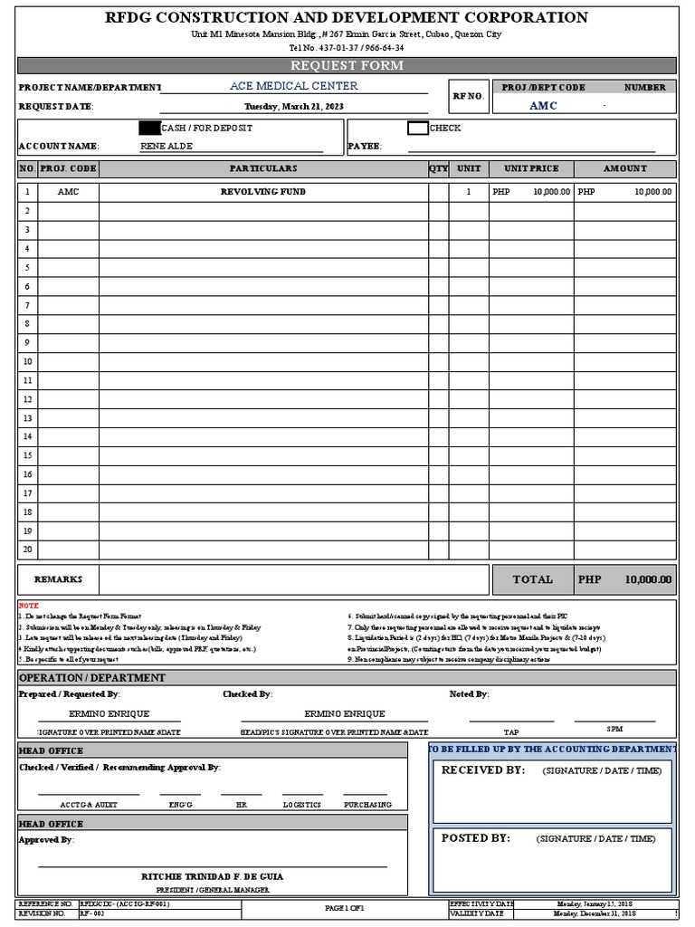 Revolving RFDG Request | PDF