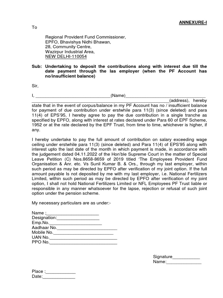Annexure-I-Undertaking Format PDF | PDF | Finance & Money Management | Law