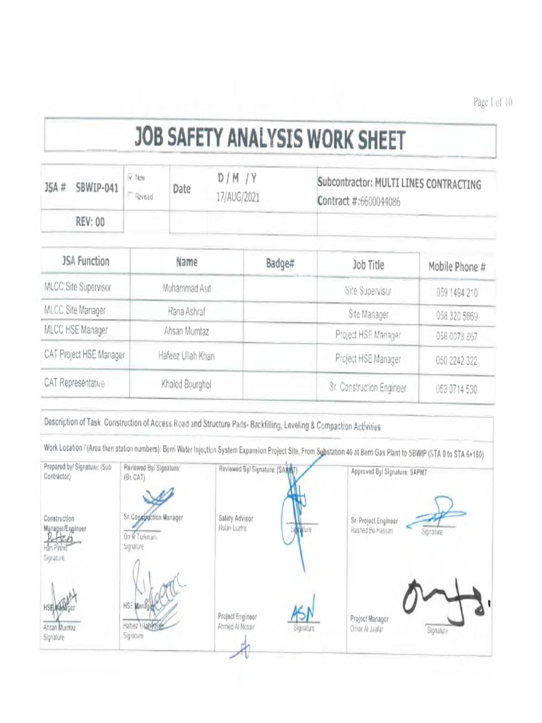 41-JSA-Construction of Access Road and Structure Pads- Backfilling ...